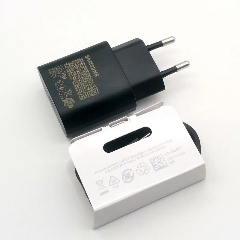 Samsung 25 Вт PD Супербыстрое зарядное устройство Кабель питания типа C для Galaxy Z Flip Fold 6 5 4 3 2 S20 S21 S22 S23 S24 Note 20 Ultra, EU Charger and Cable