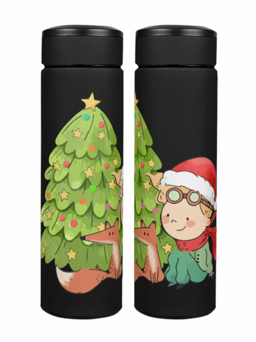 Термос «Новый Год -Маленький принц» (черный)