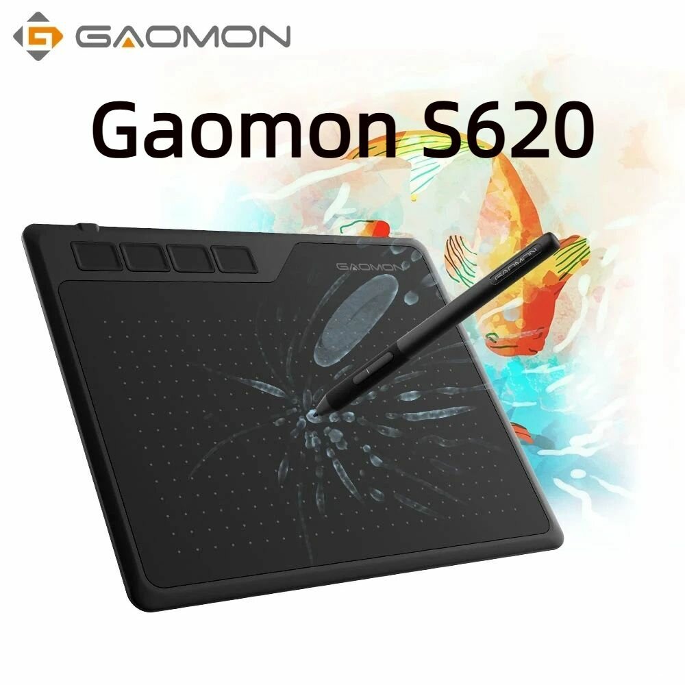Маленький графический планшет Gaomon S620 размером 6x4 дюйма с пером, 8192 уровня нажатия, легко подключается к телефону Android, ноутбуку, ПК