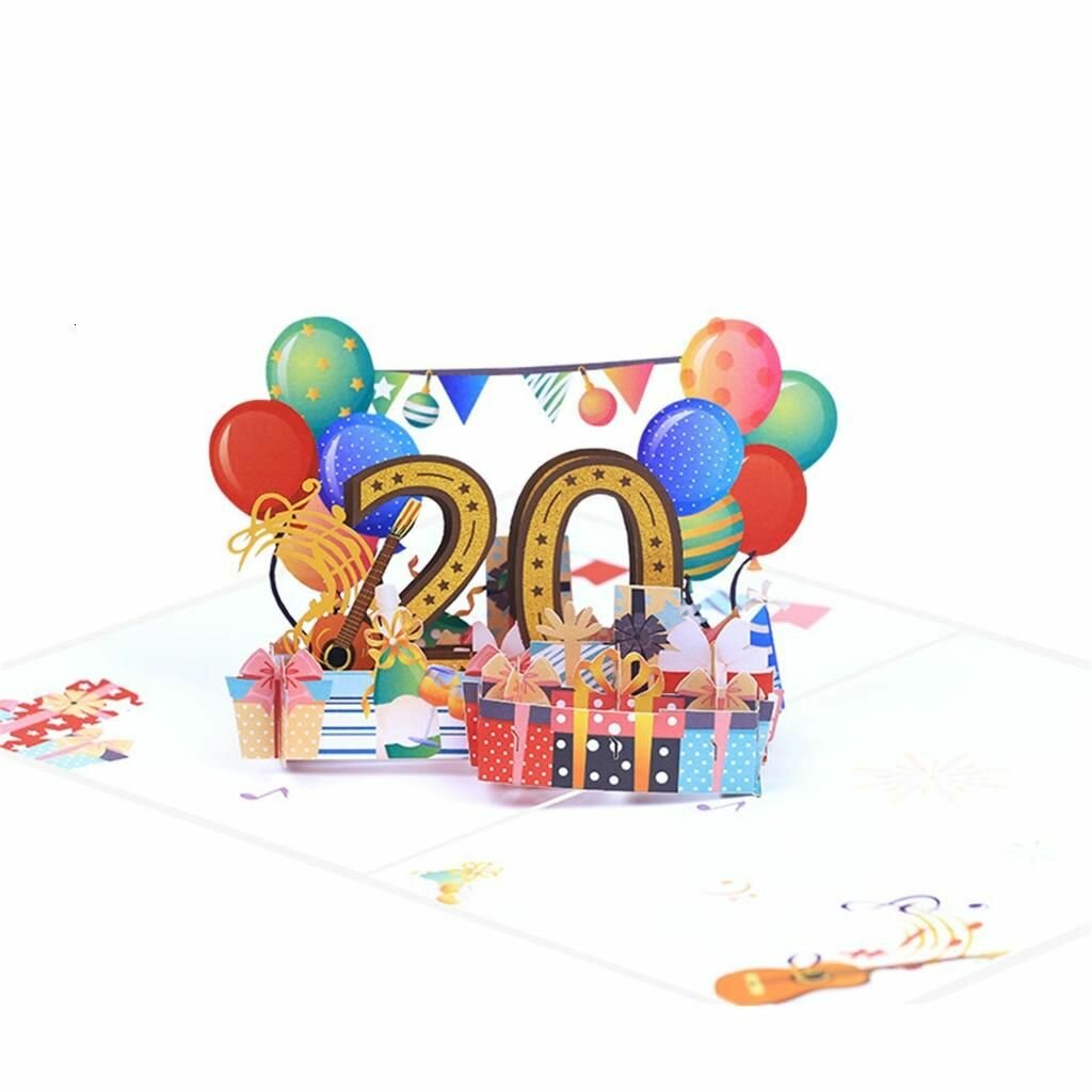 Ретро-всплывающая стереофоническая цифровая поздравительная открытка-номер 20