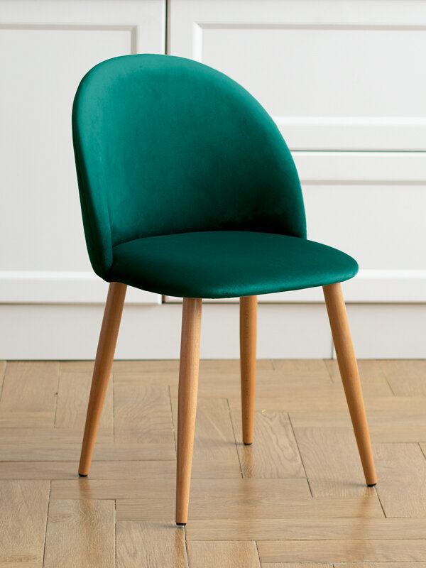 Стул Гринвич зеленый велюр кухонный мягкий со спинкой для дома, для кухни, для гостиной, для спальни, DOBROV
