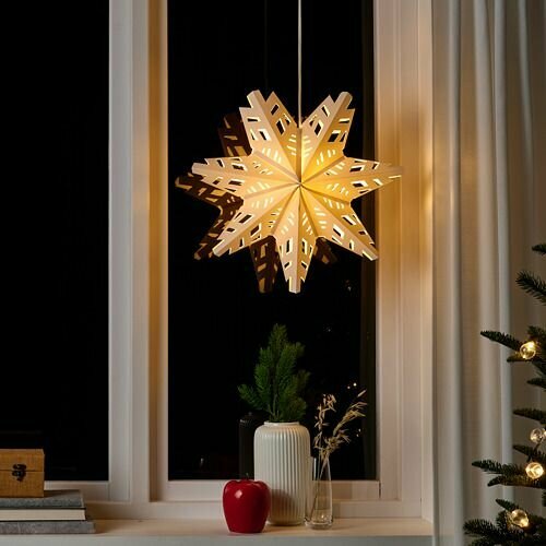 STRALA IKEA, звезда, абажур, белая снежинка, 48 см, СТРOЛА ИКЕA