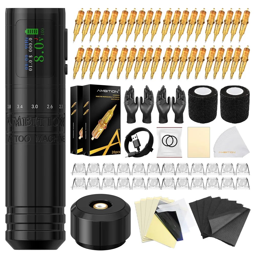 Ambition C1 Беспроводная тату-машинка C1 Black KIT 1