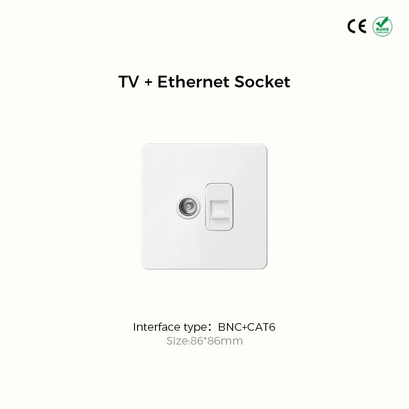 Переключатель TV Ethernet Socket белый