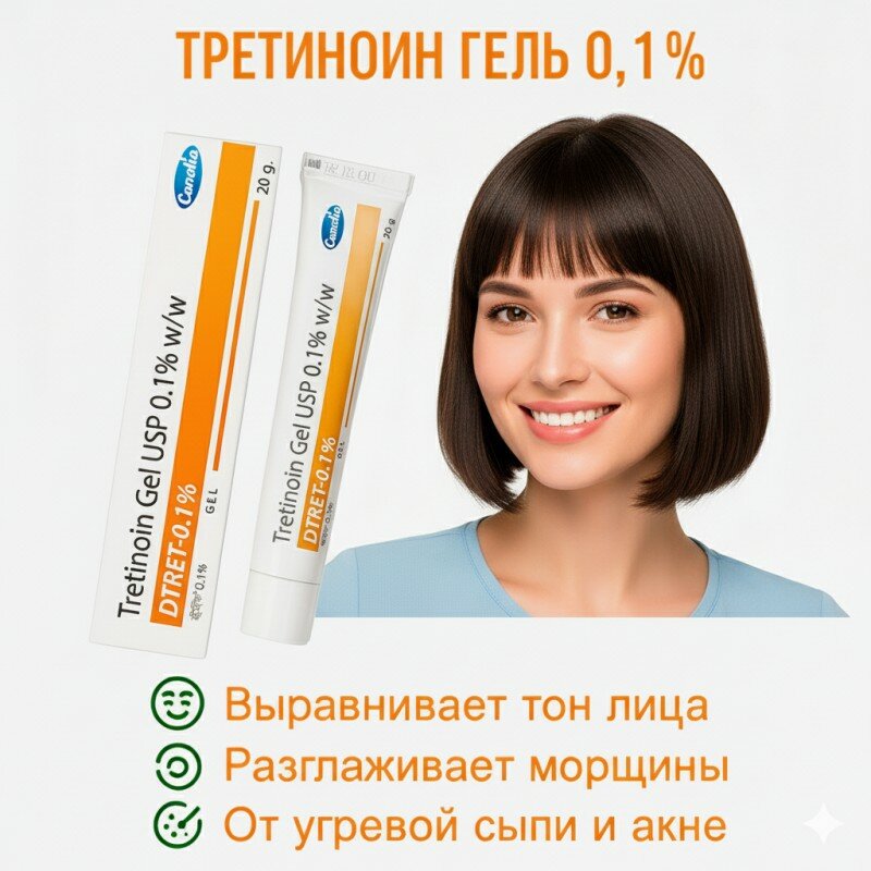DTRET Третиноин гель 0,1% (DTRET Tretinoin Gel USP), 20 грамм