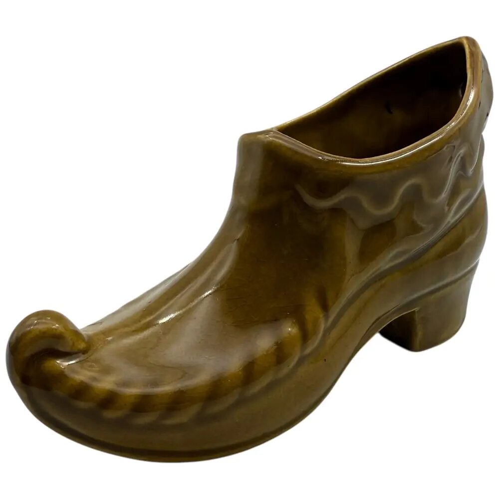 Пепельница "Башмак", 9 см, (желтый), керамика, 1970-1980 гг, СССР