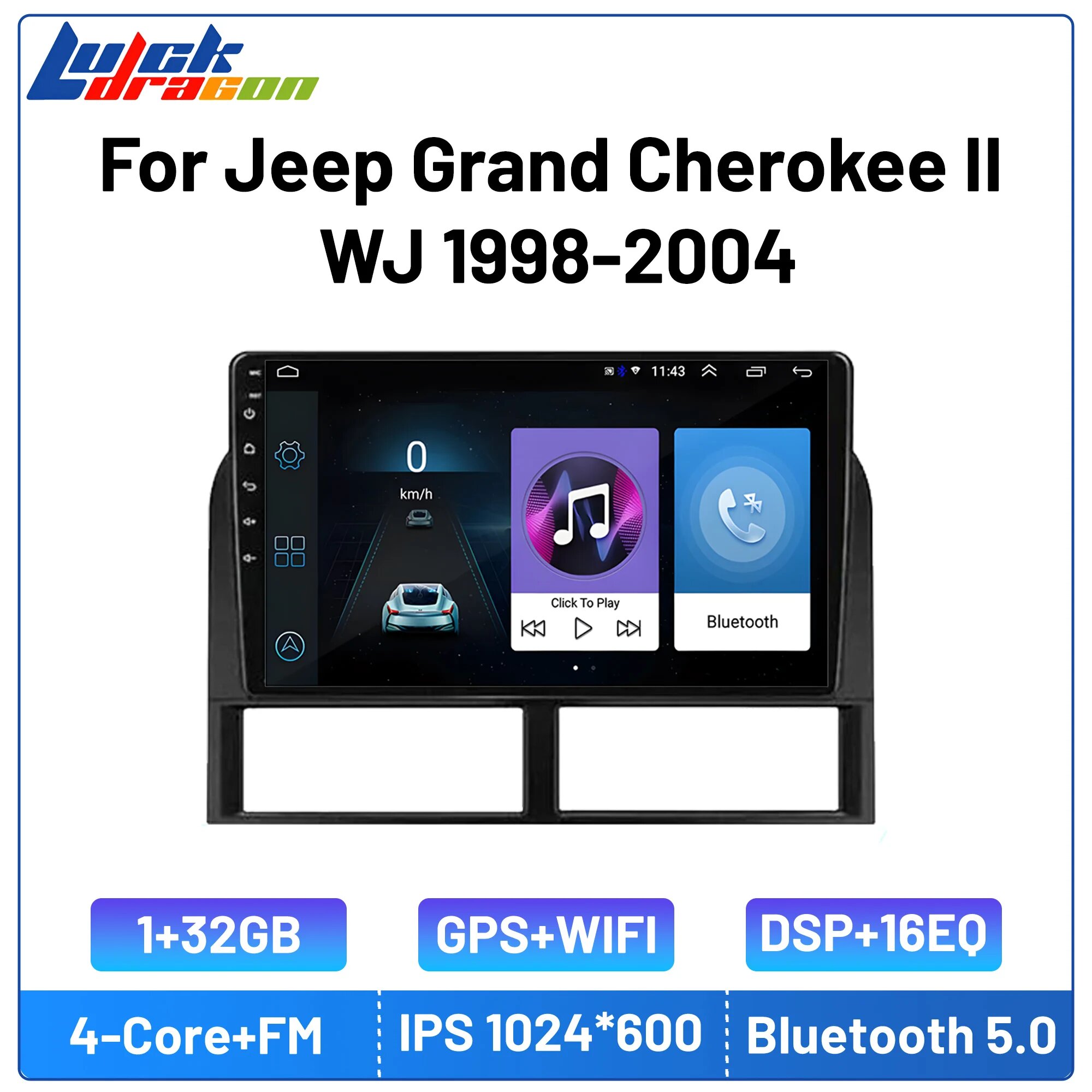 Автомагнитола 2DIN Android для Jeep Grand Cherokee II WJ 1998-2004, мультимедийный автомобильный плеер с Bluetooth, Wi-Fi, сабвуфером, 4G, GPS 1 32GB