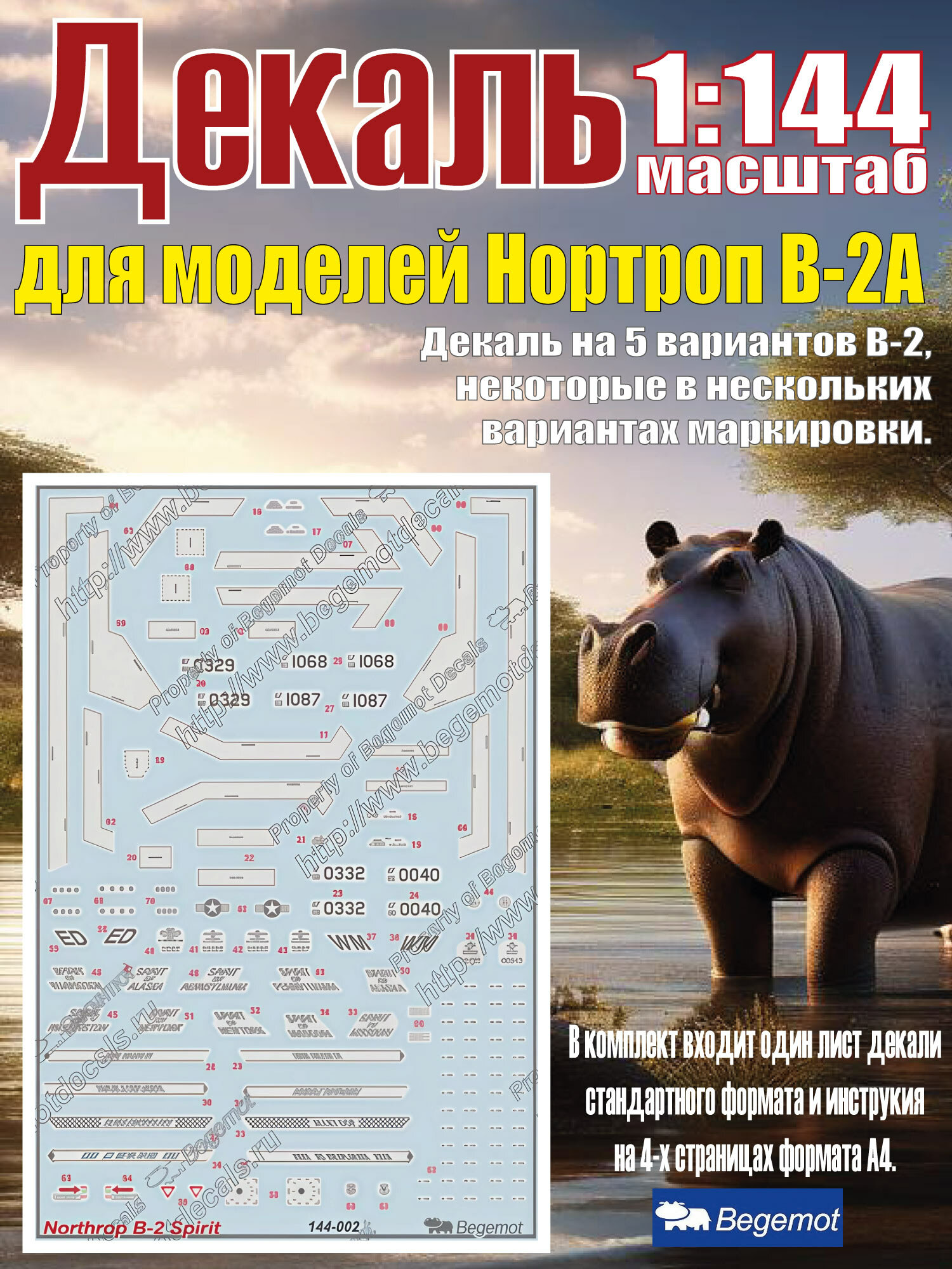 Декаль Нортроп В-2А 1:144