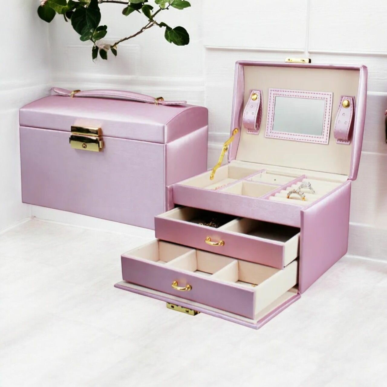 Шкатулка для украшений Агата, светло-розовый