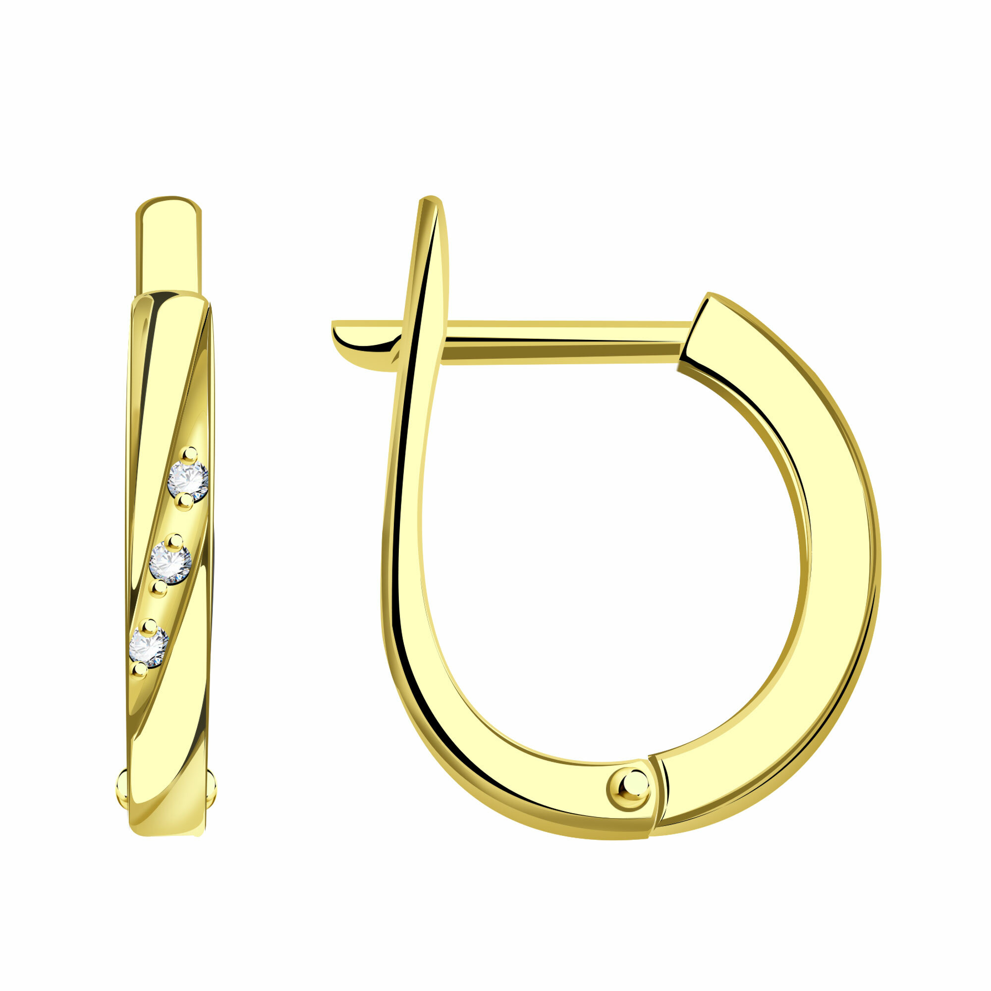 Серьги Diamant online, желтое золото, 585 проба, фианит