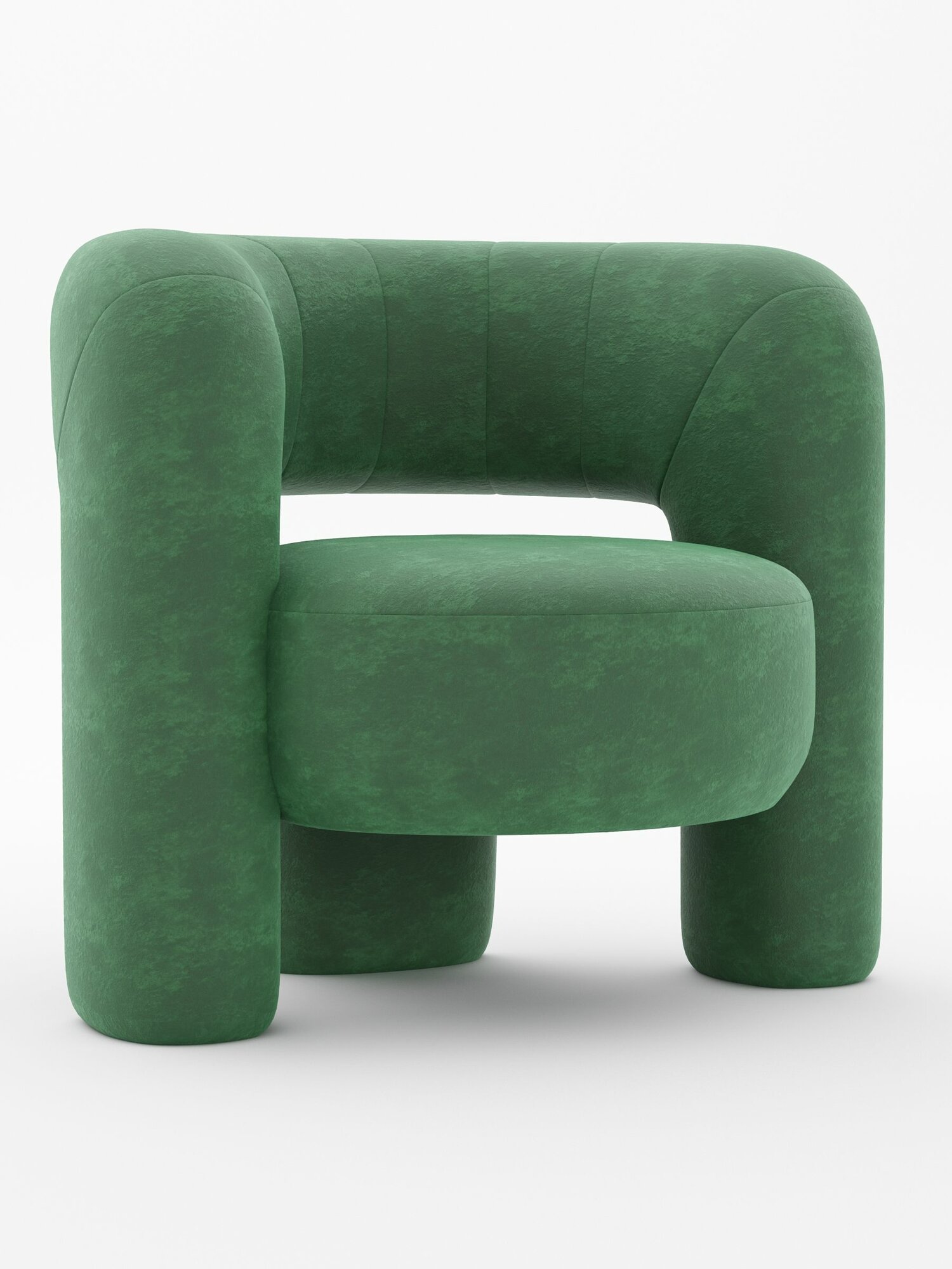 Кресло мягкое для дома, отдыха в гостиной Глер от W&B, велюр плюш: темно-зеленый