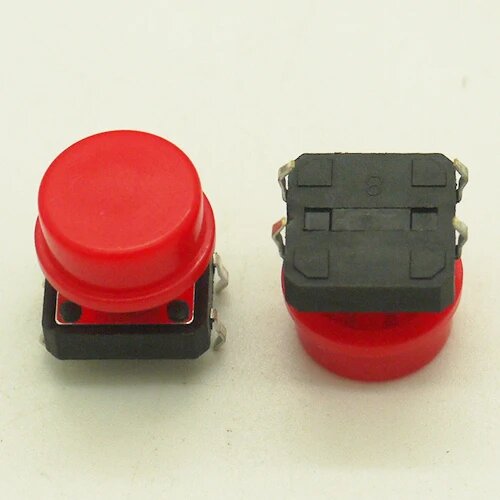 Тактовые переключатели DIP Add Red Cap, 12x12 мм