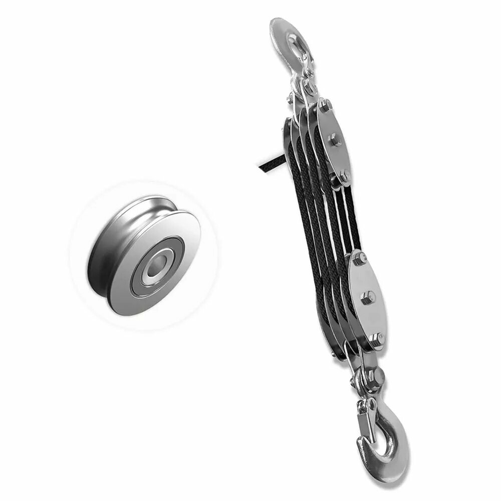 Система блоков и полиспастов, 4-колесная канатная таль, черная