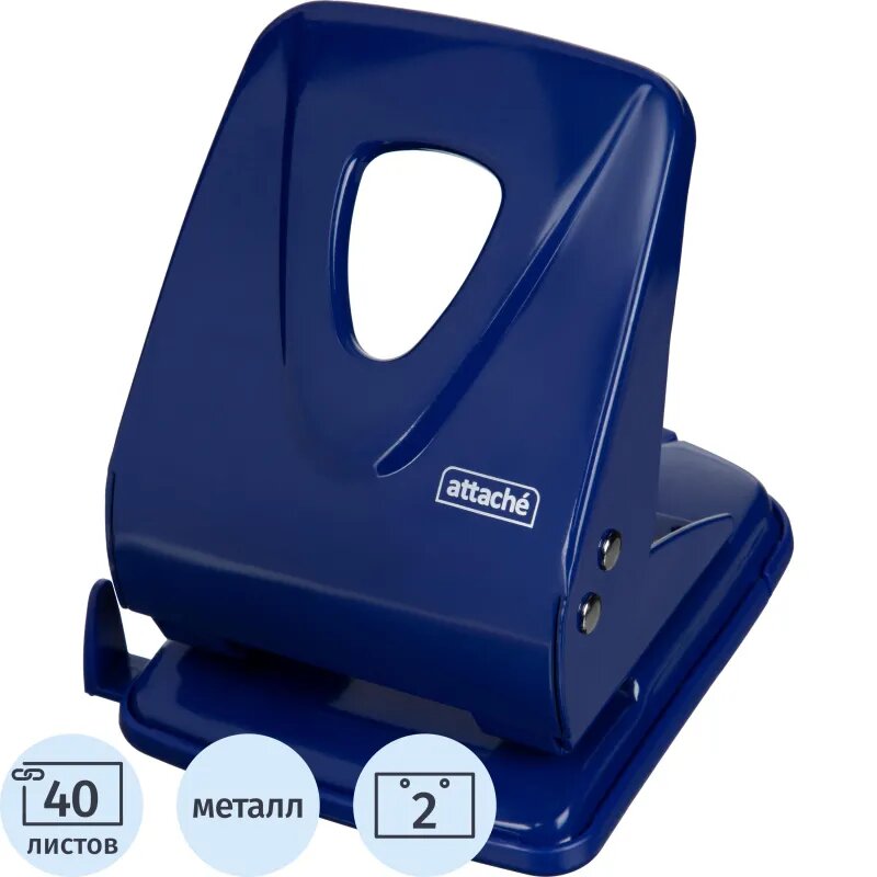 Дырокол Attache Symbol до 40 листов, линейка, металл, синий