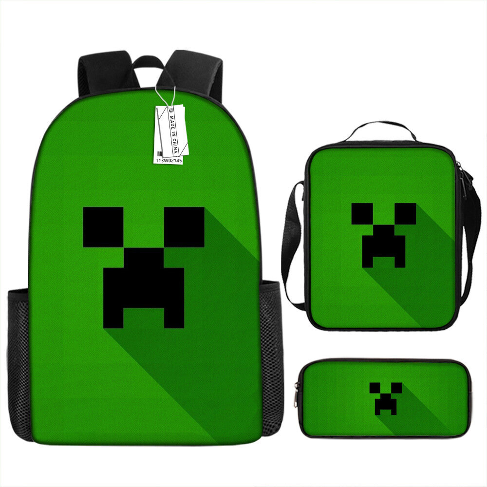 Minecraft Школьная сумка для начальной и средней школы Minecraft, игровой периферийный рюкзак, сумка через плечо с героями мультфильмов, чехол для ручек, набор из трех предметов