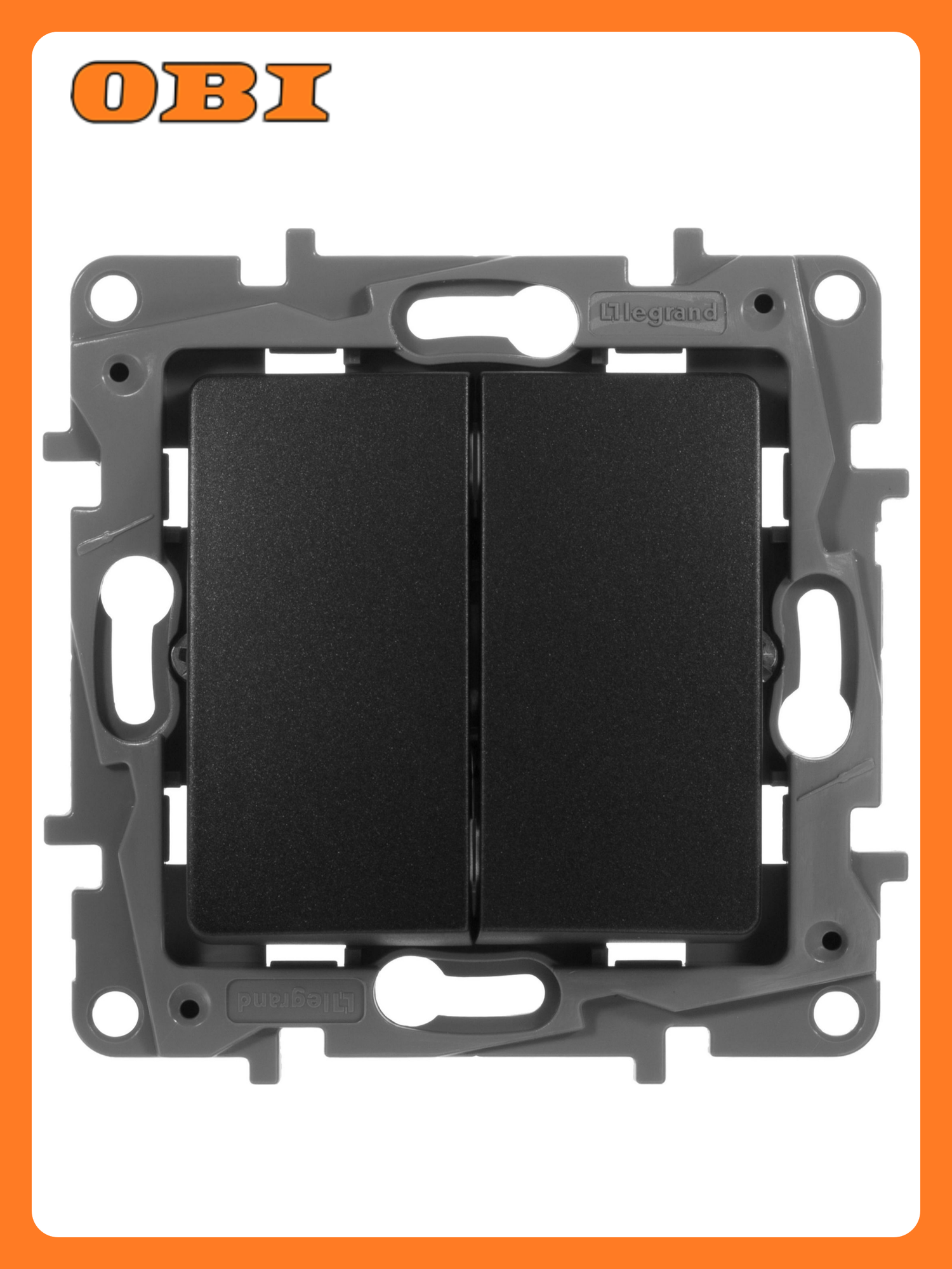 Выключатель Legrand ETIKA 672602, двухклавишный, скрытый монтаж, черный