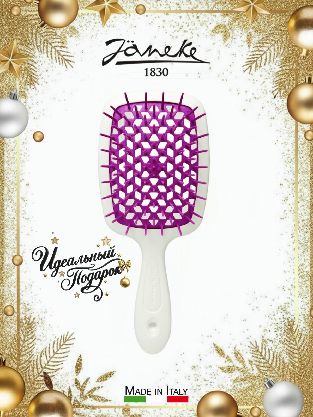 Janeke SUPERBRUSH Щетка для волос, SP226BIAFUX, белый/фуксия, 20,3x8,5x3,1 см