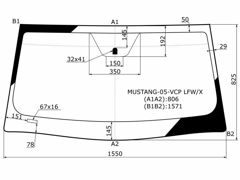 Стекло лобовое (2D CPE) Ford Mustang 05-14 XYG арт. MUSTANG05VCPLFWX