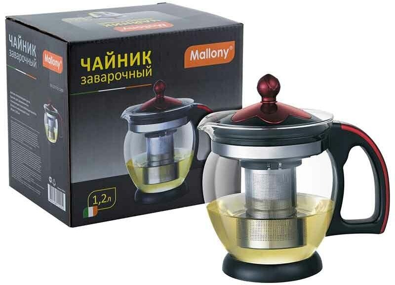 Чайник заварочный Mallony Decotto 1200 1.2л стекло, фильтр-нержавейка (910112)