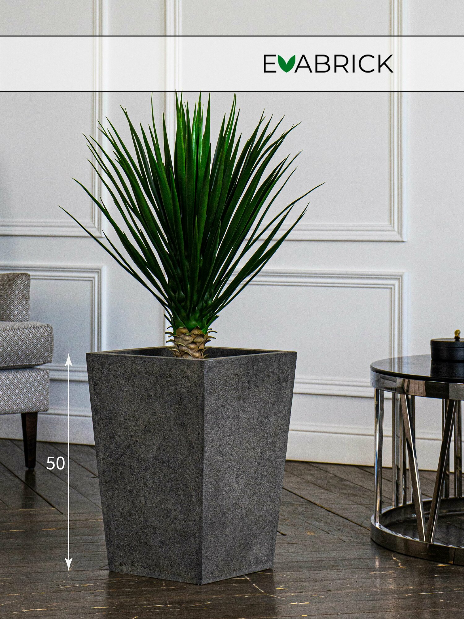 Кашпо / горшок для цветов Evabrick Pyramid 39 л полимербетон серый