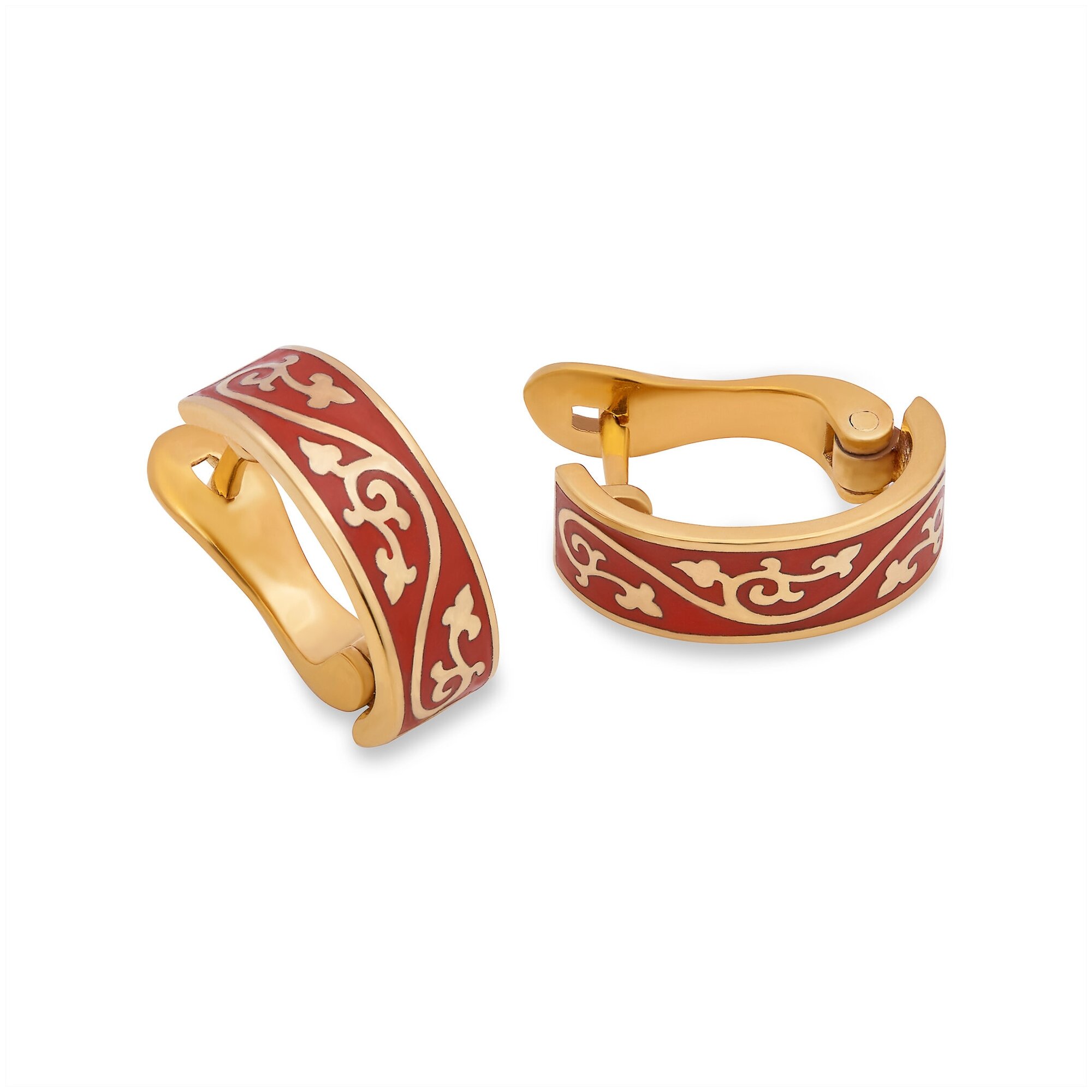 Серьги, серебро, 925 проба, золочение, эмаль