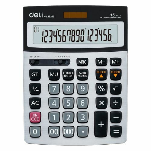 Калькулятор Deli E39265, 16-разрядный, серый