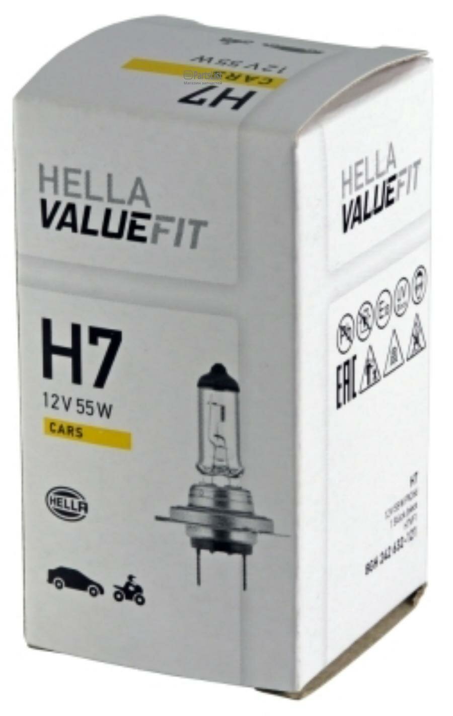 HELLA 8GH242632121 Лампа накаливания VALUEFIT, H7 12V 55W PX 26d