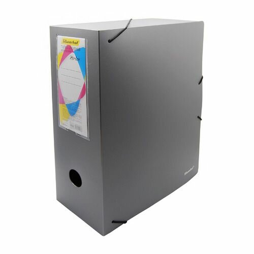 Папка архивная Silwerhof 311916-77, полипропилен, 120мм, A4, серебристый металлик