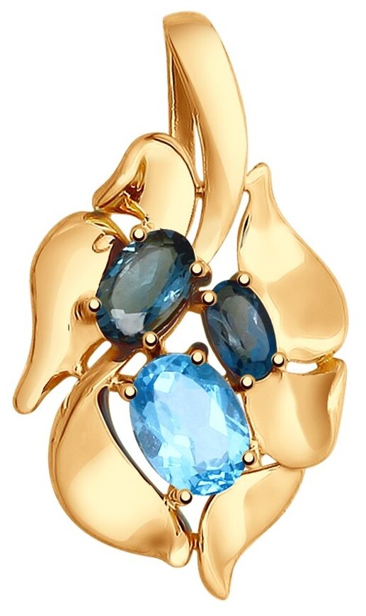 Подвеска, красное золото, 585 проба, топаз