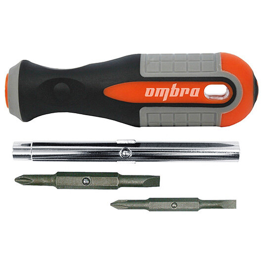 Отвертка комбинированная "ROUND GRIP"(750106), 6 в 1 SL 5, 6 PH 1, 2, 1/4"DR, 5/16"DR 750106