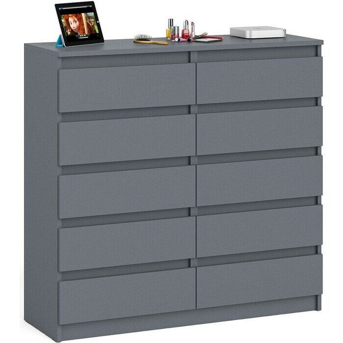 Комод 10 ящиков Мори МК1200.10, цвет графит, ШхГхВ 120,4х41х115 см СВК