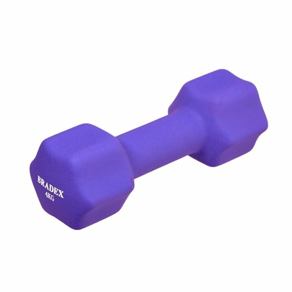 Гантель BRADEX SF 0544, гексагональная, неопреновое покрытие, 4 кг