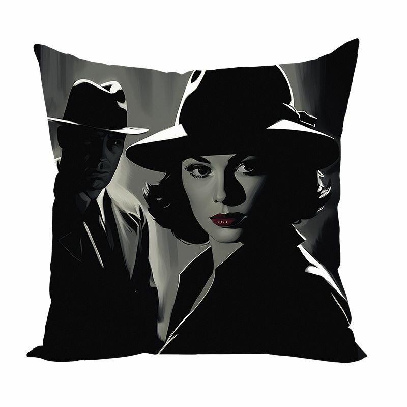 Подушка декоративная Леди Алые Губы Нуар 40х40 велюр