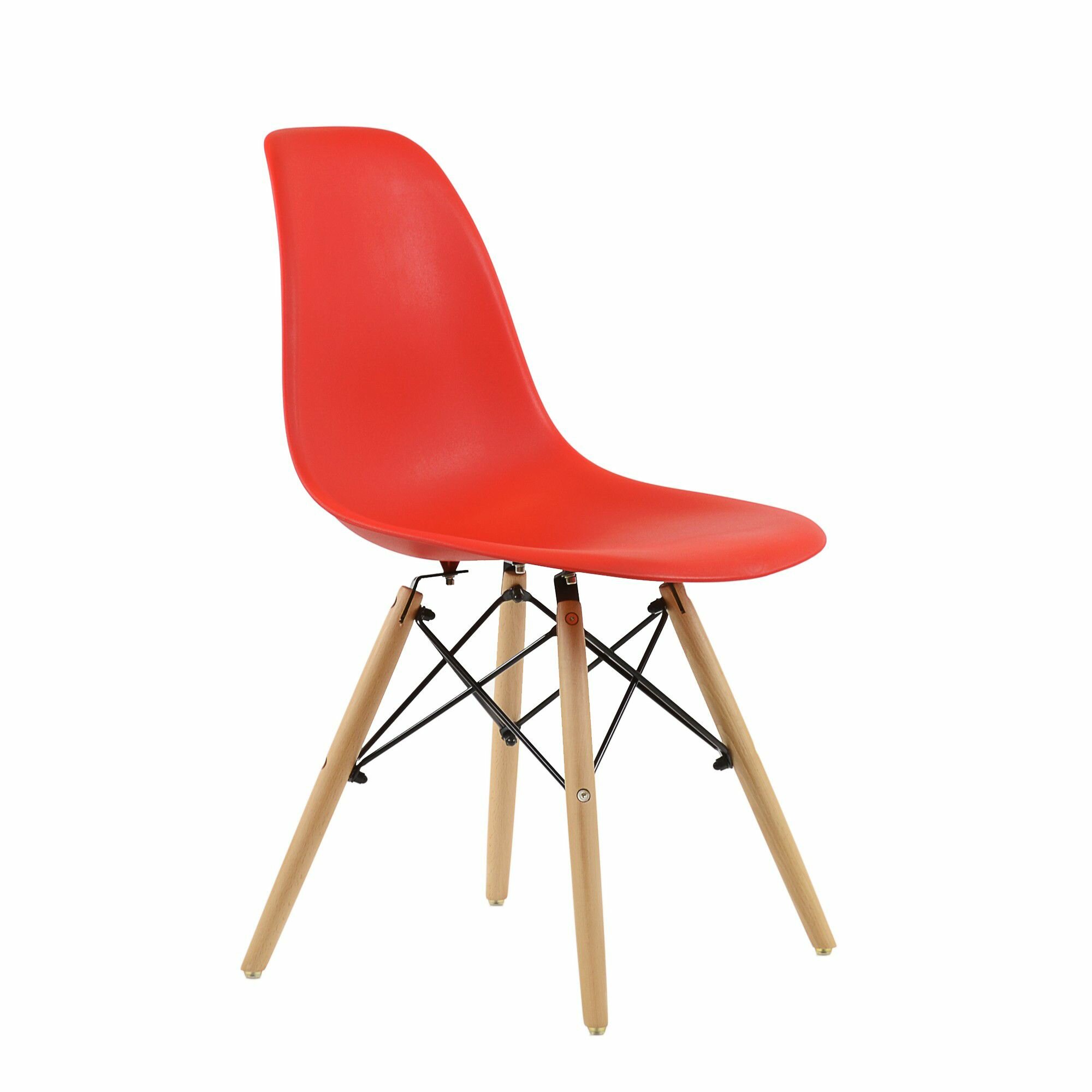 Стул Eames style Superior STOOL MARKET красный, пластик, дерево, твердое сиденье, без подлокотников