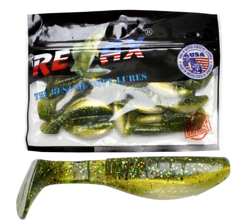 Мягкая силиконовая приманка риппер RELAX KOPYTO LAMINAT 3 (7,5cm) цвет L058 (Gold Pearl, Baby Bass, Laminated) 1 уп. по 10 шт.