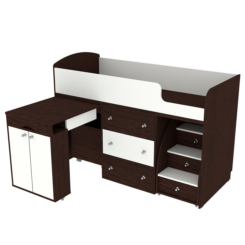 Кровать чердак Малыш Венге Белый