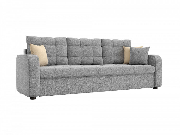 Прямой диван Ливерпуль Квадро серый, еврокнижка, 230х90х85 см, с ящиком для белья