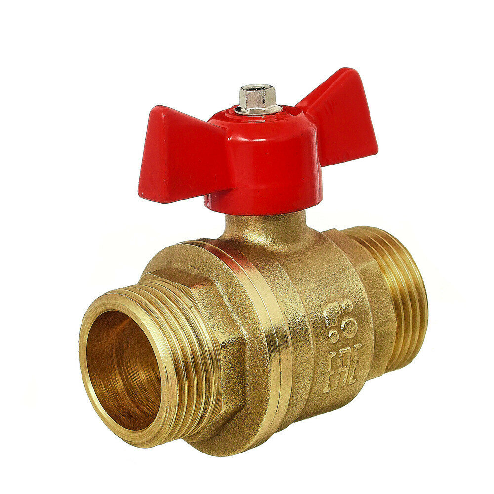 Кран шаровой латунный БАЗ Standart 1/2 НР(ш) х 1/2 НР(ш) проходной бабочка прямой (БАЗ. А32.1.15.40)