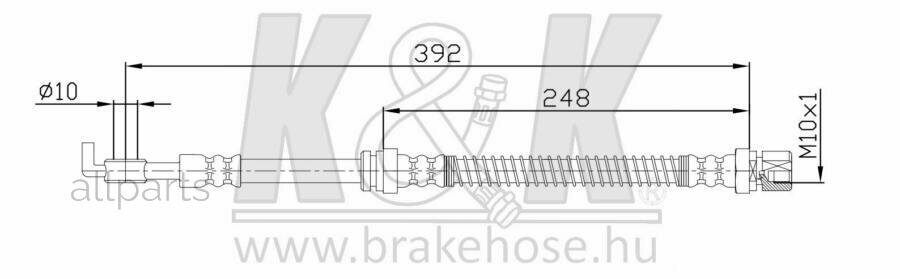 K&K FT0609 Шланг тормозной DAEWOO Leganza (KLAV) 2.0 16V 06.97-.