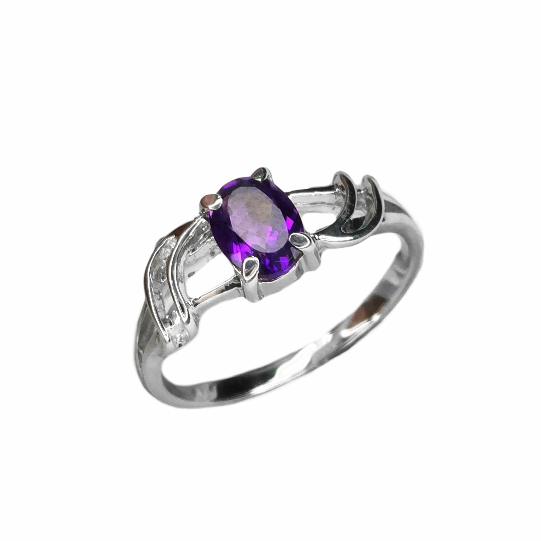 Кольцо тонкое, серебро, 925 проба, родирование, танзанит, фианит