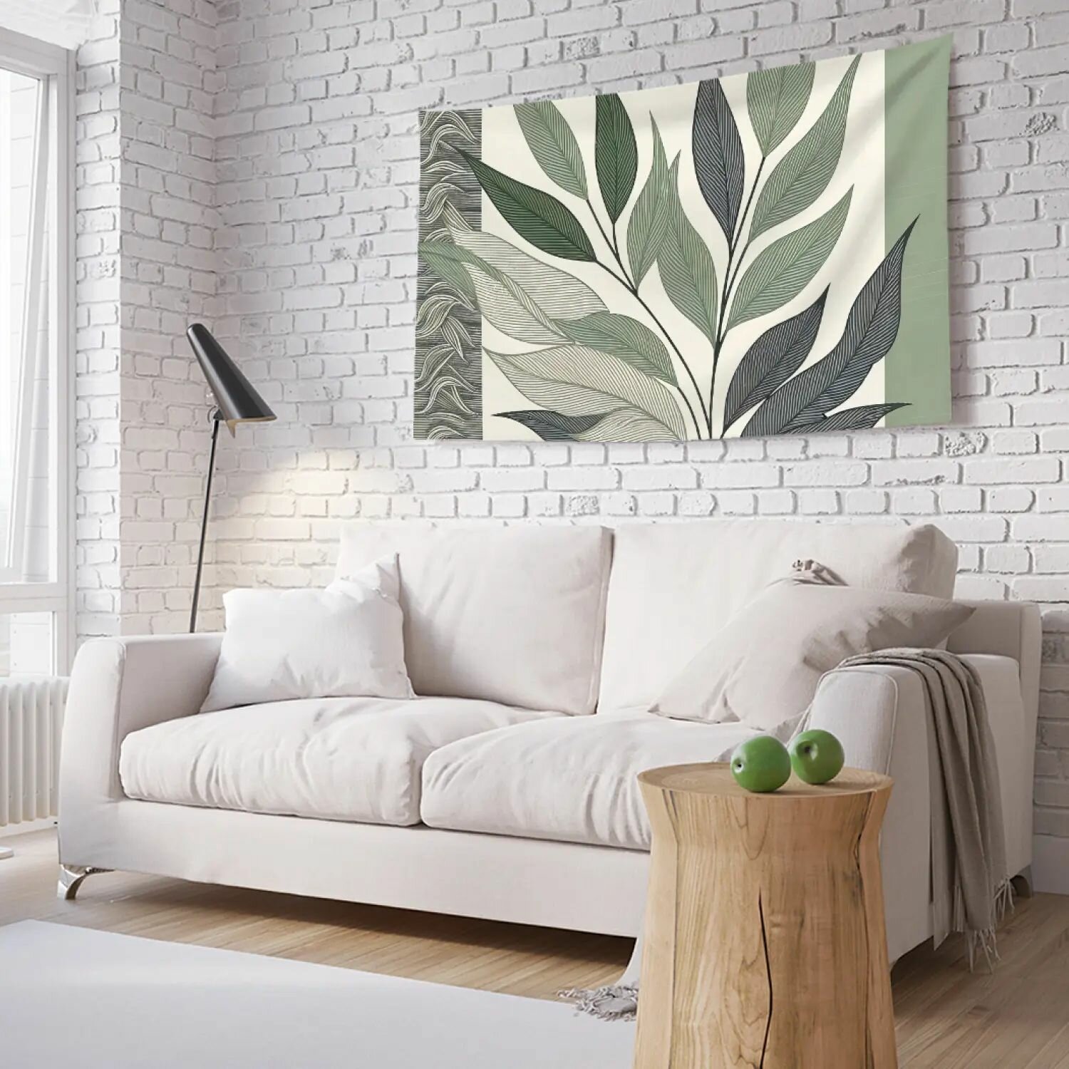 Горизонтальное фотопанно на стену JoyArty "Листья с контуром", из ткани, 100х150 см