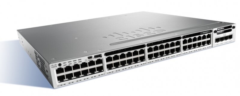 Коммутатор CISCO WS-C3850R-48U-E Stackable 48 10/100/1000 Eth UPOE 800W, 1100WAC power supply 1 RU, IP Services