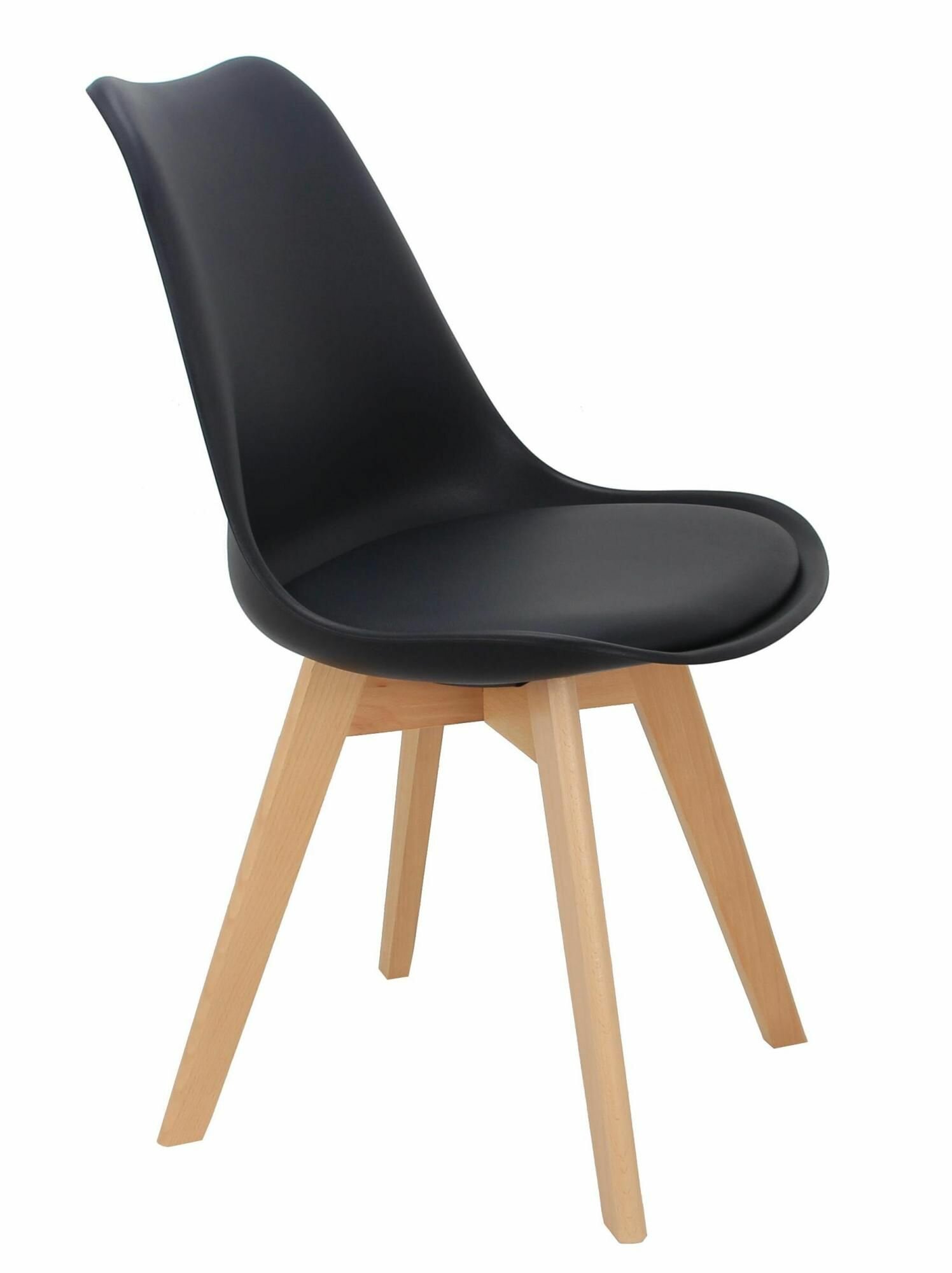 Стул Eames Bon BRADEX HOME черный, экокожа, дерево, мягкое сиденье, без подлокотников