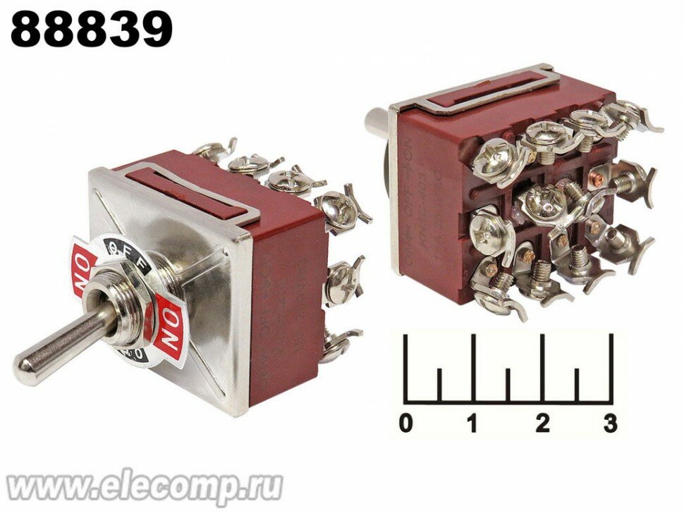Тумблер 250/10 KN3B-403A 3-х позиционный 12 контактов (винт) (56982)
