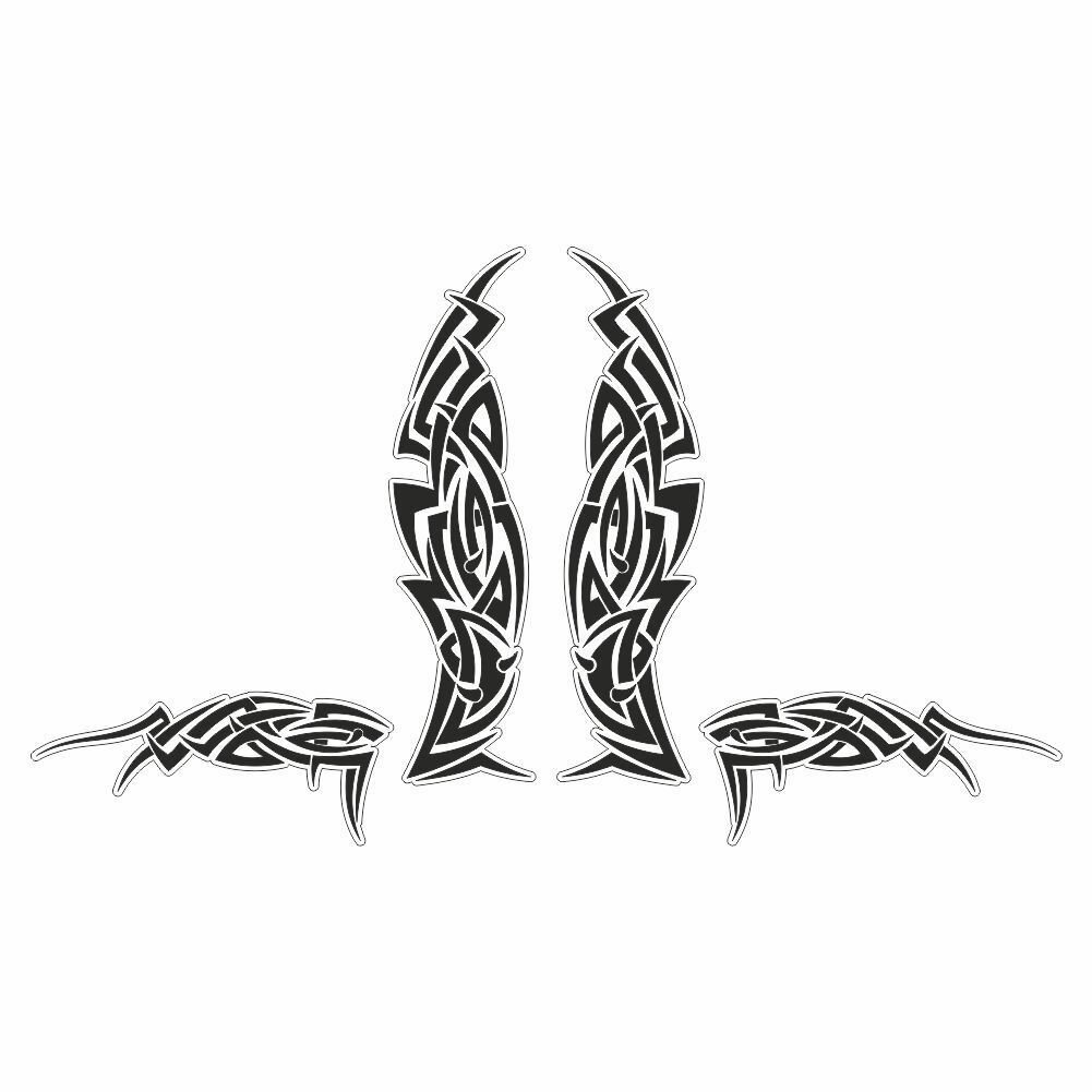 Тонировка-уголок, малая "Тату", вид № 3, 350х160мм, черный, Арт рэйсинг