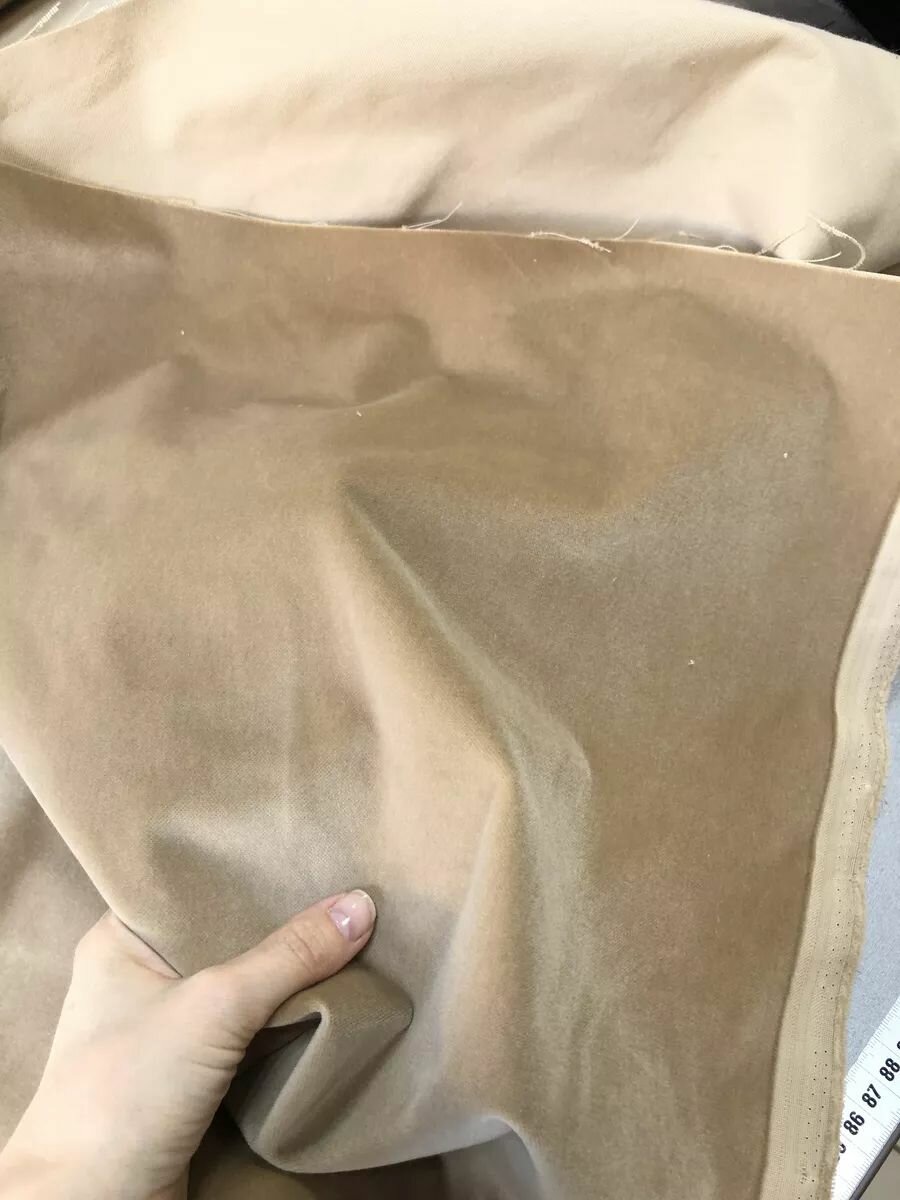 Ткань Бархат хлопковый бежевый кэмел, Италия