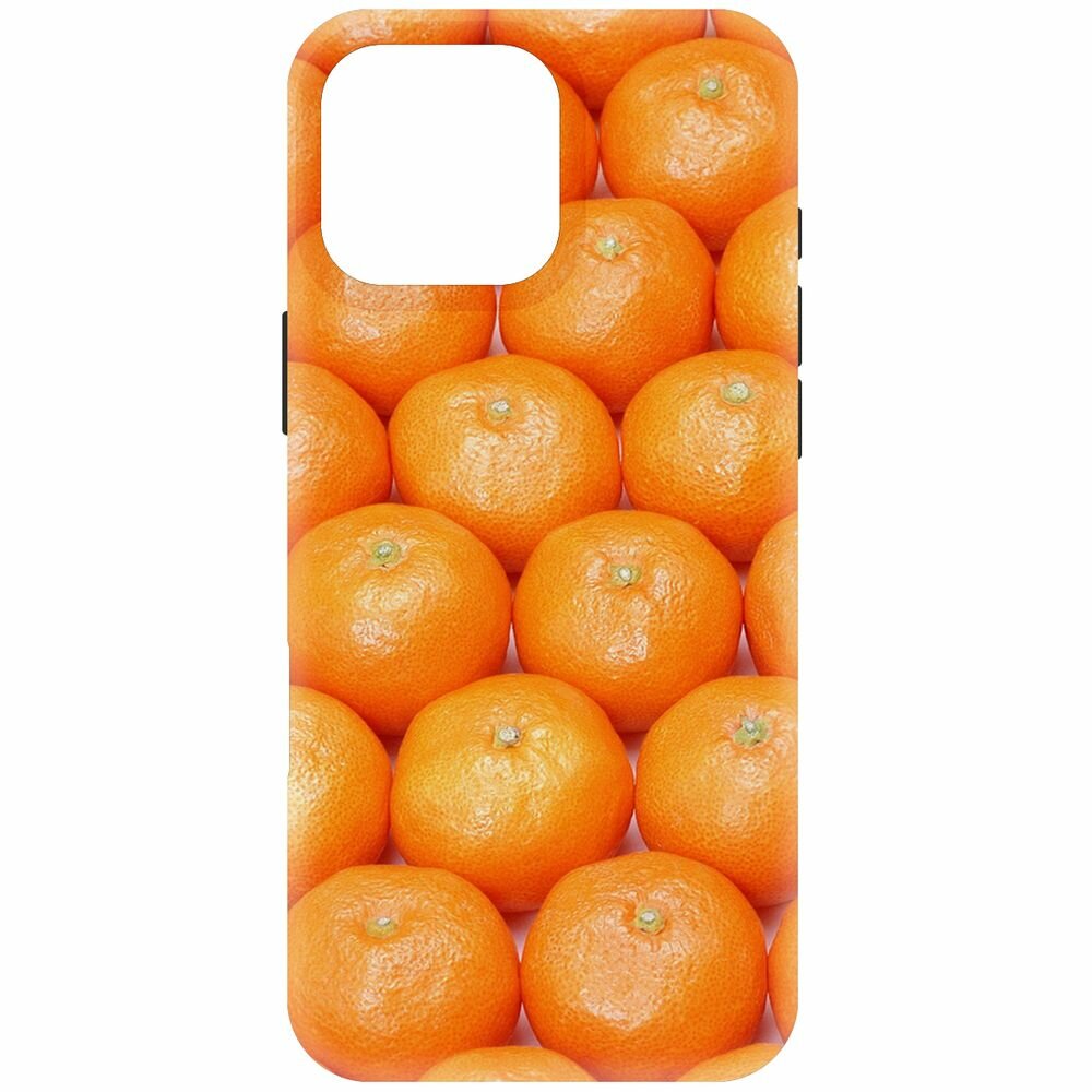 Чехол-накладка Krutoff Soft Case Мандаринки для iPhone 16 Pro Max черный