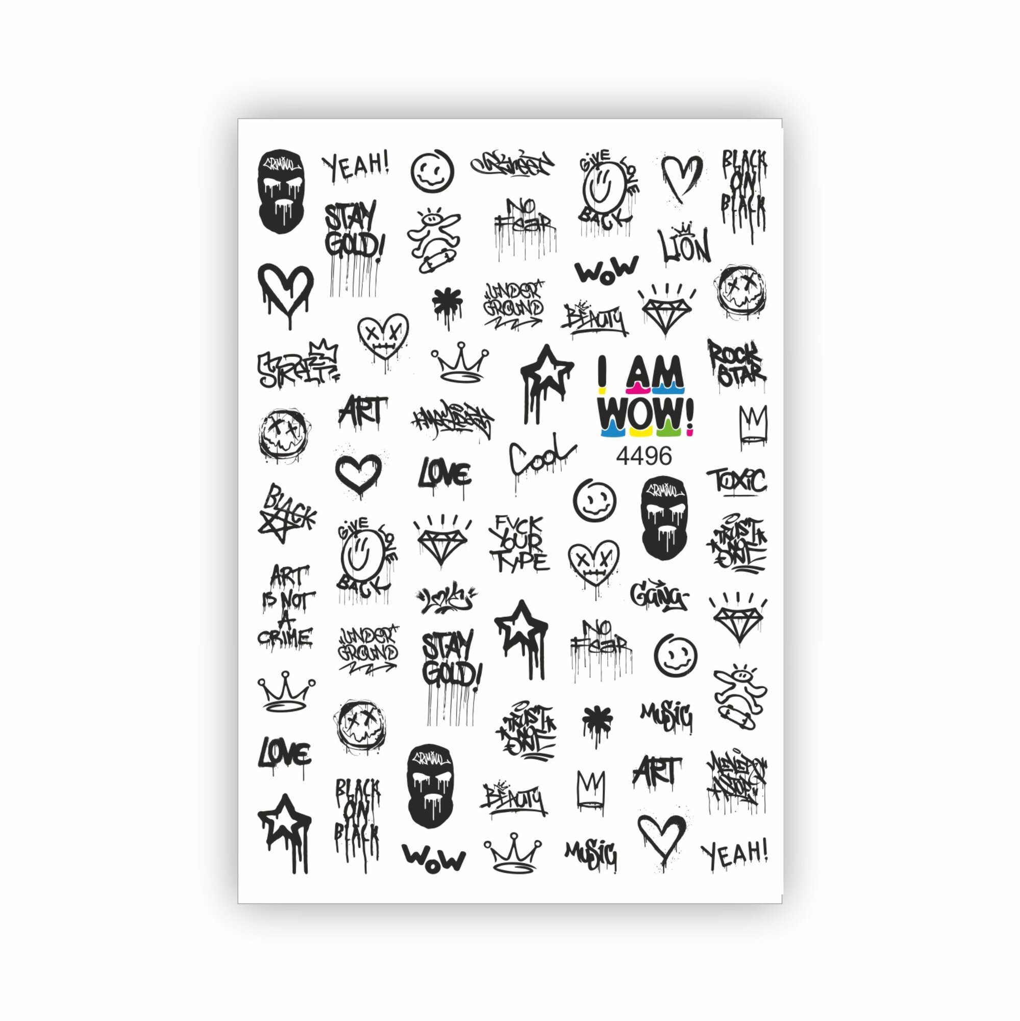 Наклейки для ногтей, слайдеры для маникюра и педикюра, черное граффити