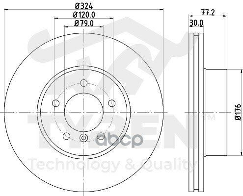 Диск тормозной BMW 5 (E60-E64) 01> TYREN арт. TYR1010751