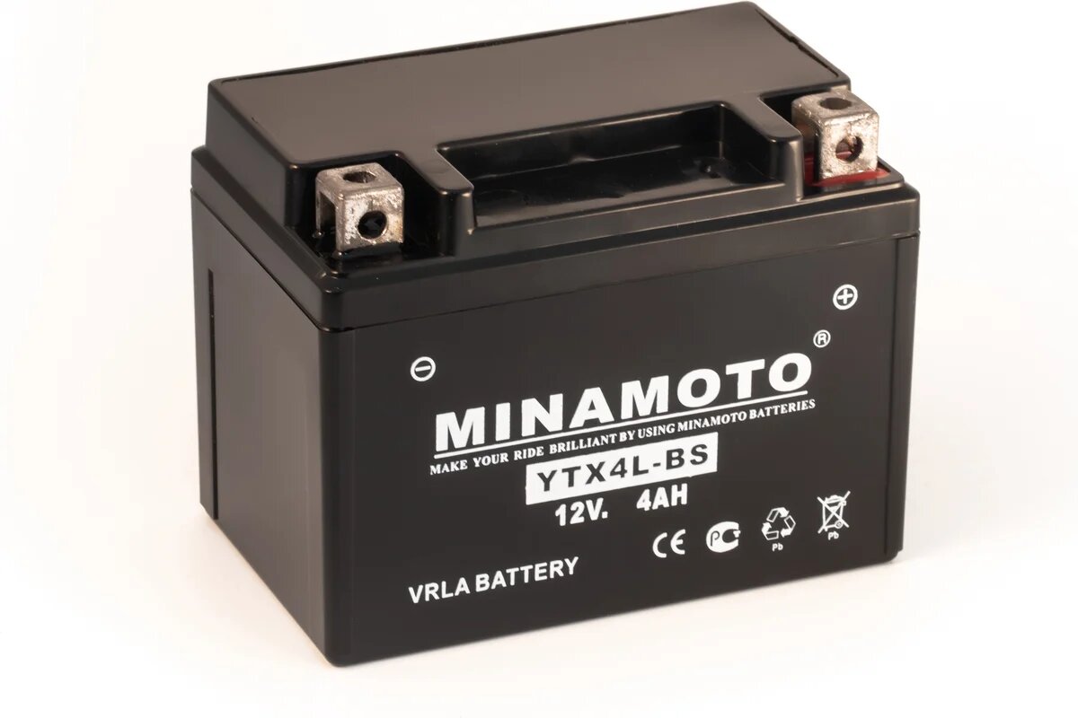 MINAMOTO YTX4L-BS мотоциклетный аккумулятор 12В 4Ач свинцово-кислотный без обслуживания
